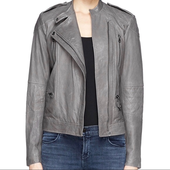 Vince | Jackets & Coats | Vince Grey Quilted Leather Jacket | Poshmark